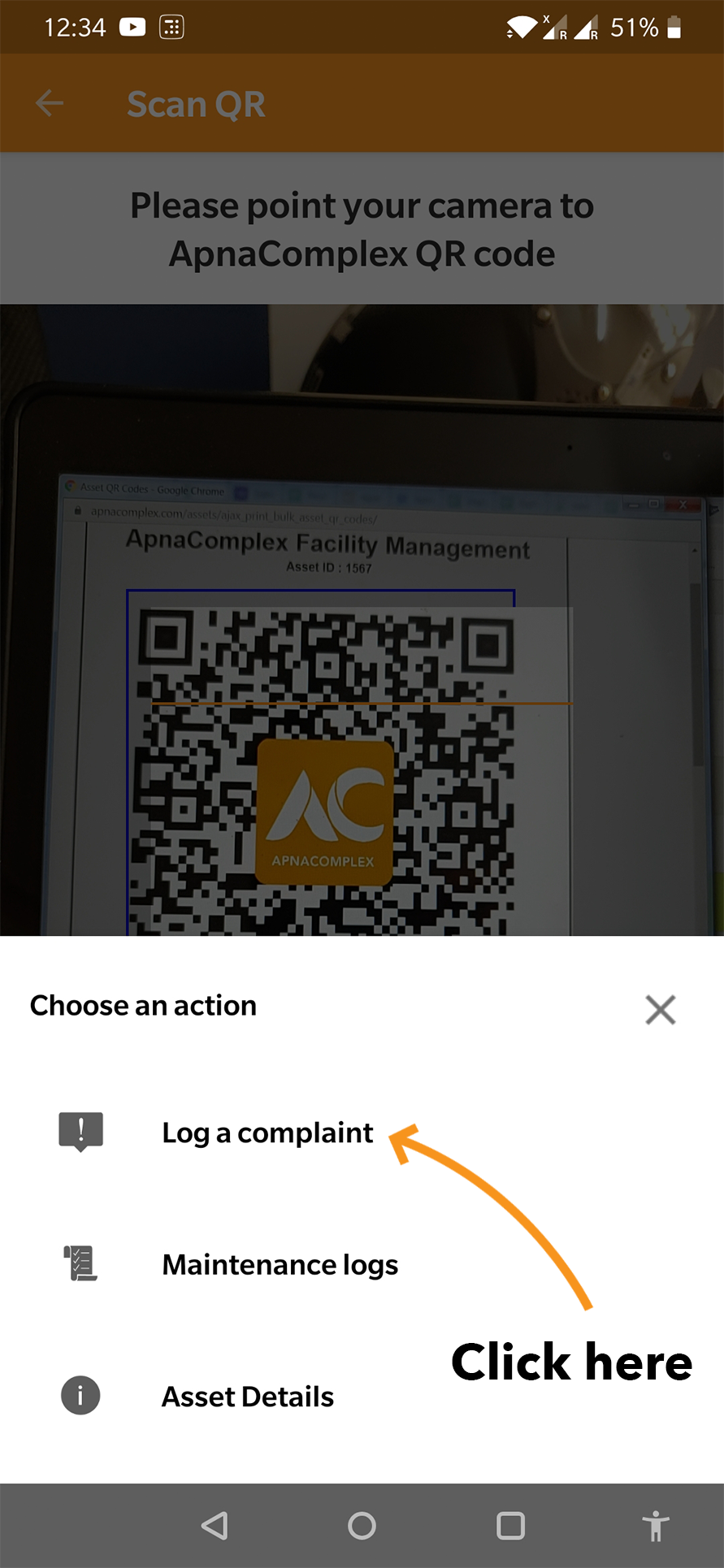 How can residents raise a complaint of an asset using QR codes ...
